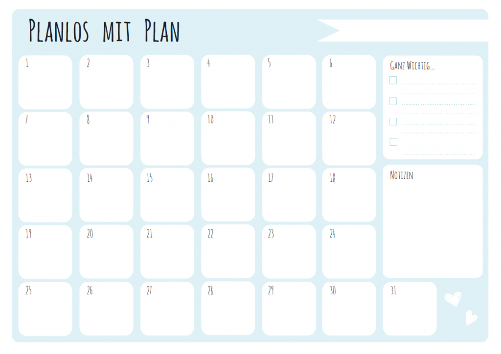 Planlos mit Plan - Monatsplaner - Yeah Handmade
